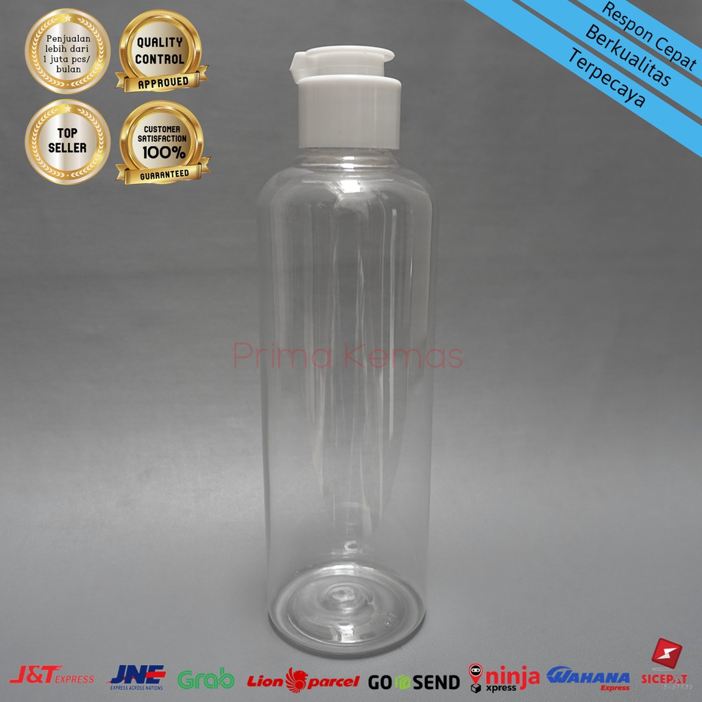Jual Botol Fliptop 250 ml - botol kosmetik 250 ml - botol skincare Pet 250 ml Fliptop T02 ...