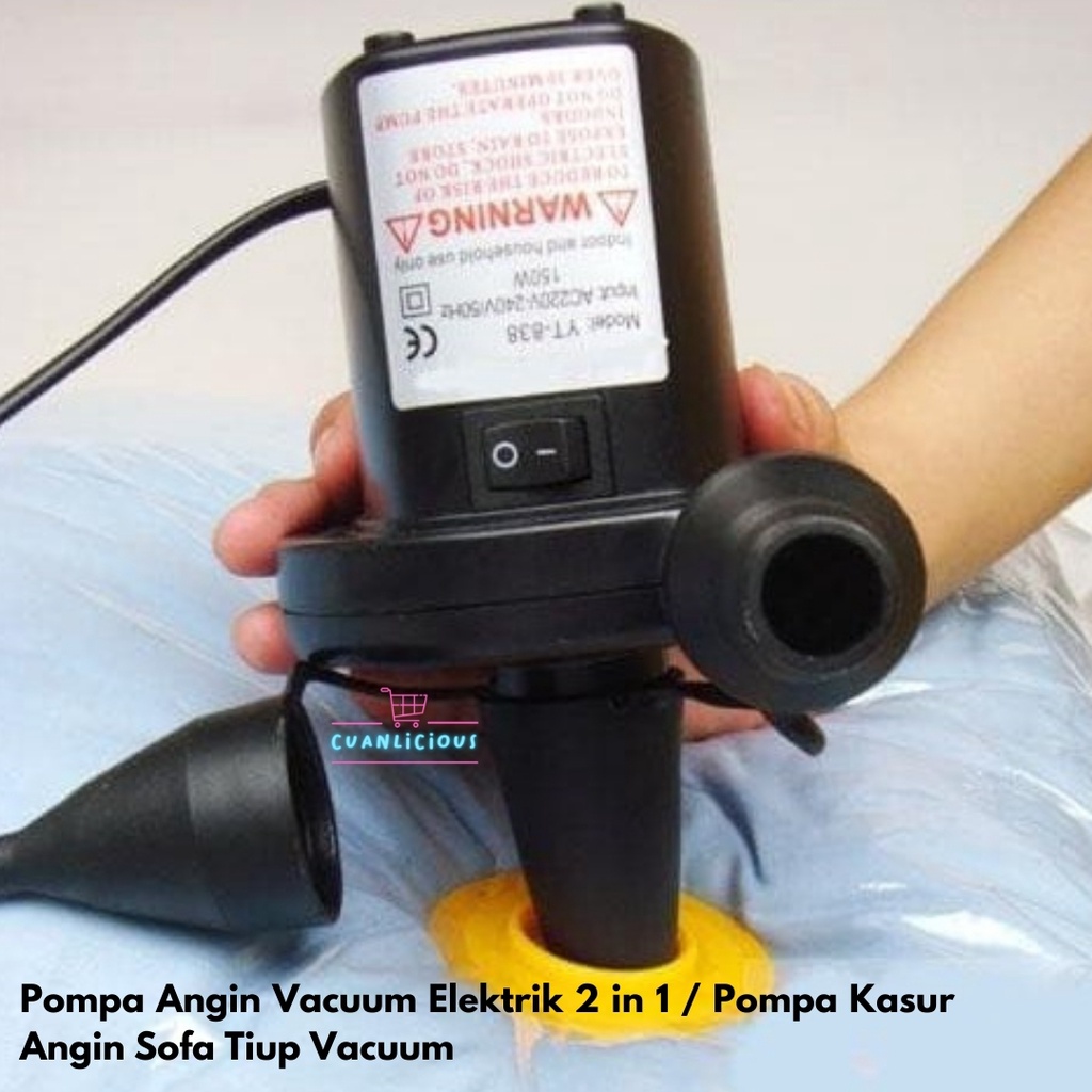 Jual Pompa Angin Vacuum Elektrik 2 in 1 / Pompa Kasur Angin Sofa Tiup Vacuum | Shopee Indonesia