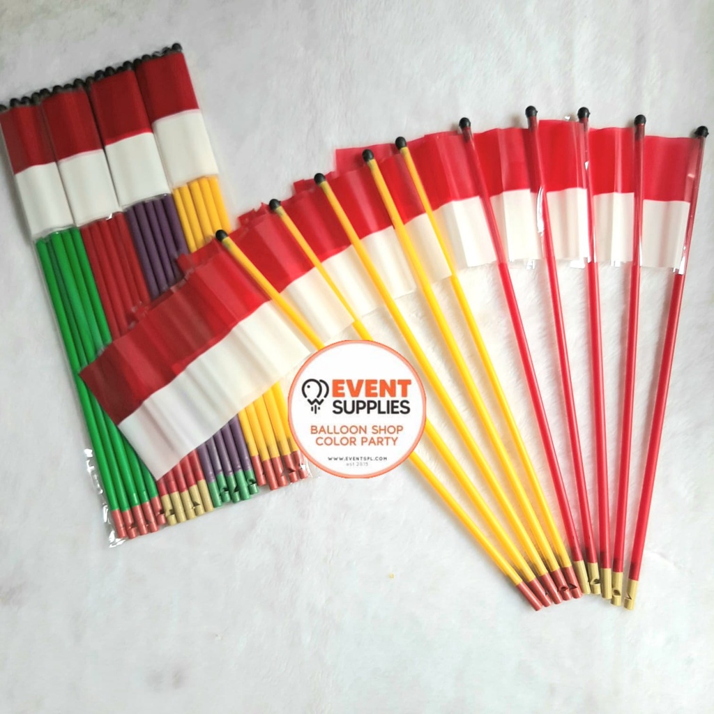 Jual [10Pcs] Stik Bendera Plastik Peluit / Tangkai Merah Putih ...