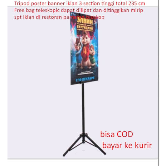 Jual Tripod poster banner iklan 3 section tinggi total 235 cm Free bag ...