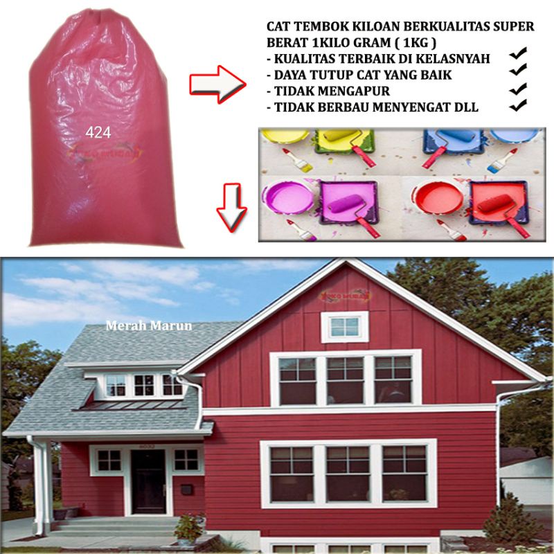Jual CAT TEMBOK KILOAN SUPER 1 KG WARNA MERAH MARUN / CAT KILOAN / CAT ...