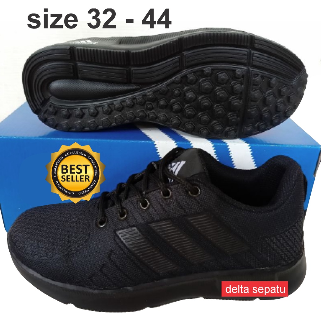 Jual SEPATU SEKOLAH FULL HITAM POLOS LAKI PRIA WANITA / SEPATU SNEAKERS ...