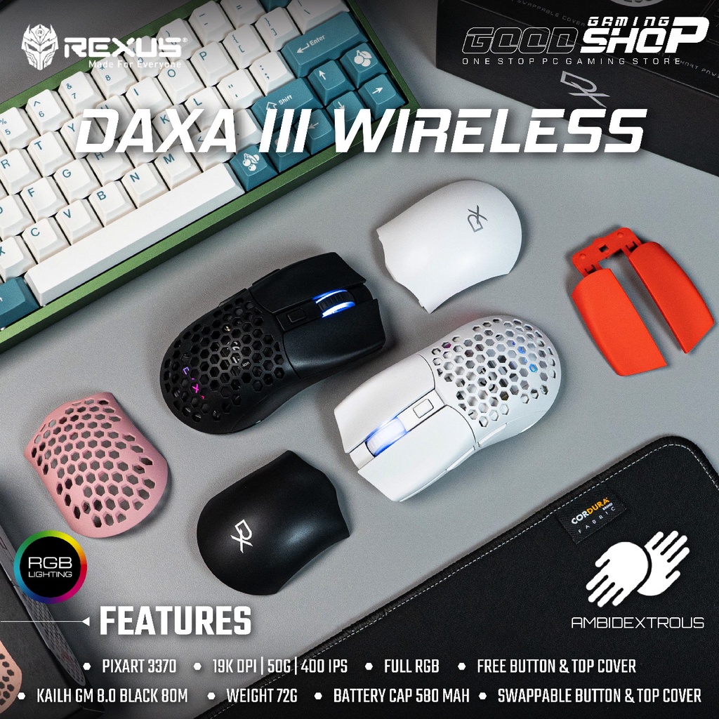 Jual Rexus Daxa Air III PRO Wireless / Daxa Air 3 - Gaming Mouse ...