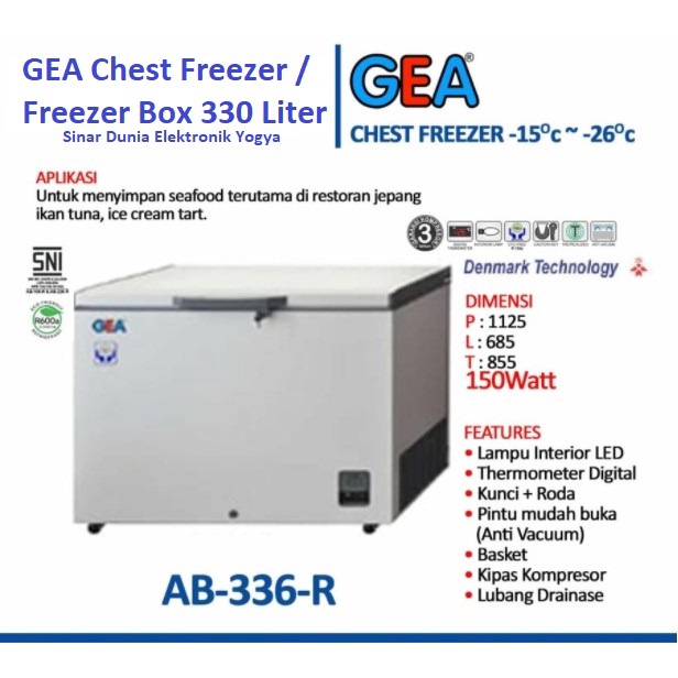Jual GEA Chest Freezer 330 Liter Box Freezer AB336R 150Watt AB-336-R AB ...