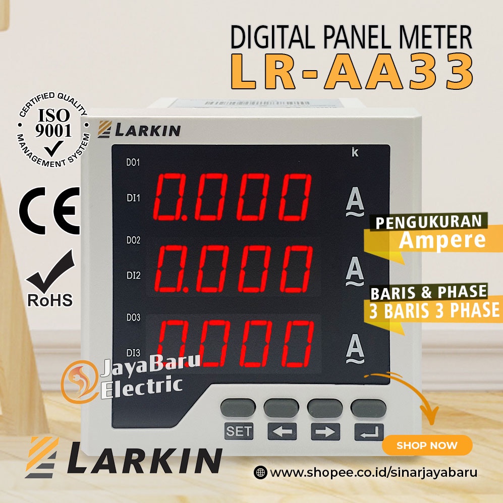 Jual Ampere Meter Ammeter Digital LARKIN 3 Phase 3 Row LR-AA33 | Shopee Indonesia