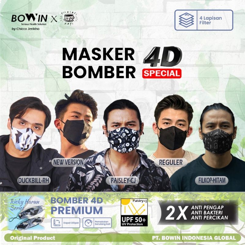 Jual ORIGINAL Bowin Masker Bomber Regular Dewasa Anak - 2x Anti Bakteri ...