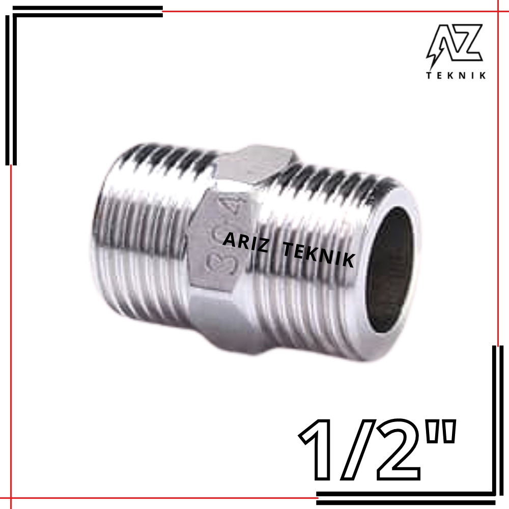 Jual Dobel Nepel Stainless Sambungan Pipa Drat Luar | Shopee Indonesia