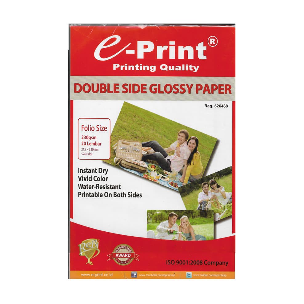 Jual KERTAS FHOTO EPRINT PAPER GLOSSY F4 230GSM 20SHT DOUBLE SIDE ...