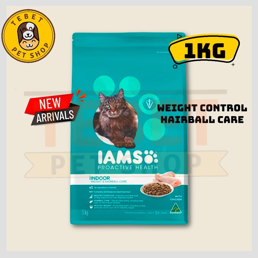 Jual IAMS Adult Indoor Chicken 1KG Dry Food Mengurangi Bau Poop pada ...