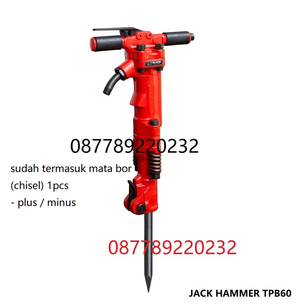 Jual Jack Hammer Pneumatic Pick Mesin Bor Bobok Angin Beton Breaker TPB60 + chisel / mata bor 1 ...
