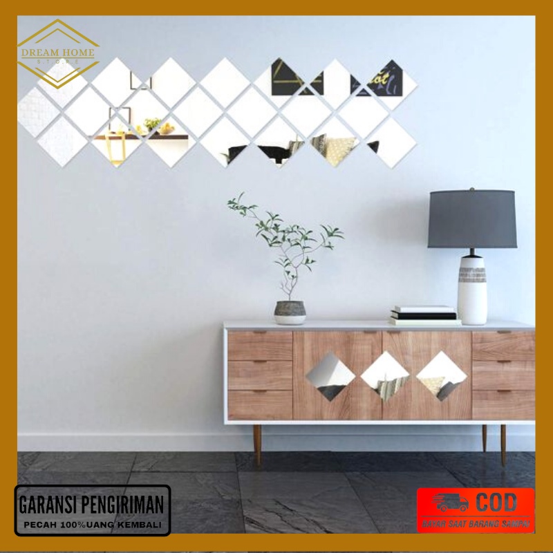 Jual MINIMALY Cermin Tempel (CERMIN ASLI ukuran 5x5cm) hiasan dinding ...