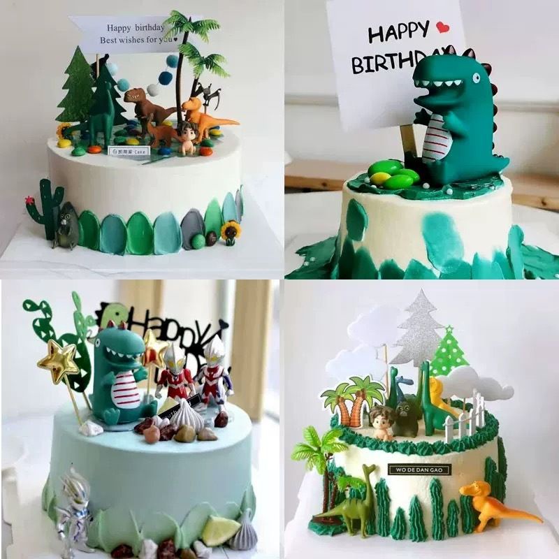 Jual Hiasan Kue Figure Set Dinosaurus Topper Cake Happy Birthday Dino ...