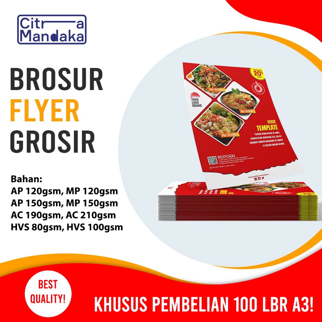 Jual Cetak Brosur Custom Grosir 1 Sisi | Print Flyer 2 Sisi | Shopee ...
