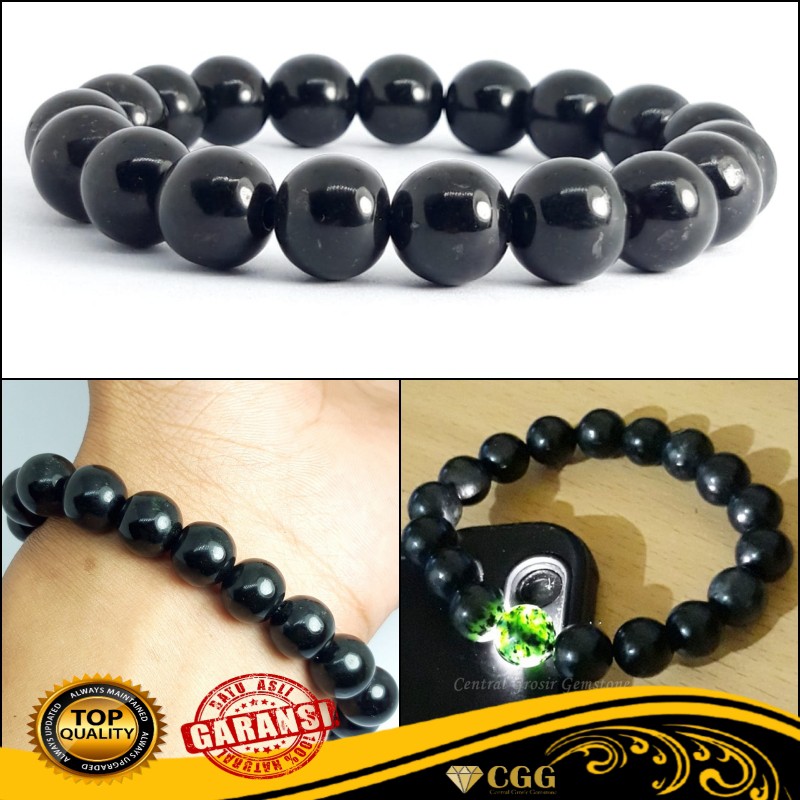 Gelang Kesehatan Asli Black Jade Stone Natural Berkhasiat Garansi ...