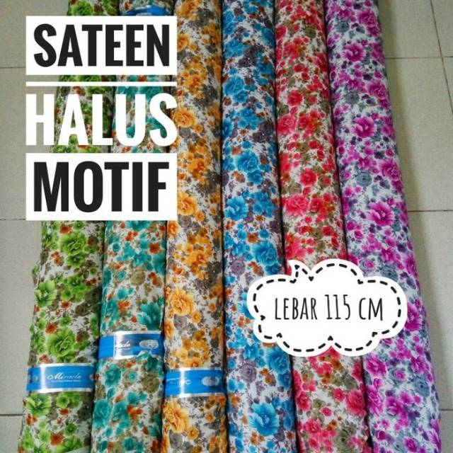 Jual Kain Saten Sateen Satin Halus Motif Bunga | Shopee Indonesia