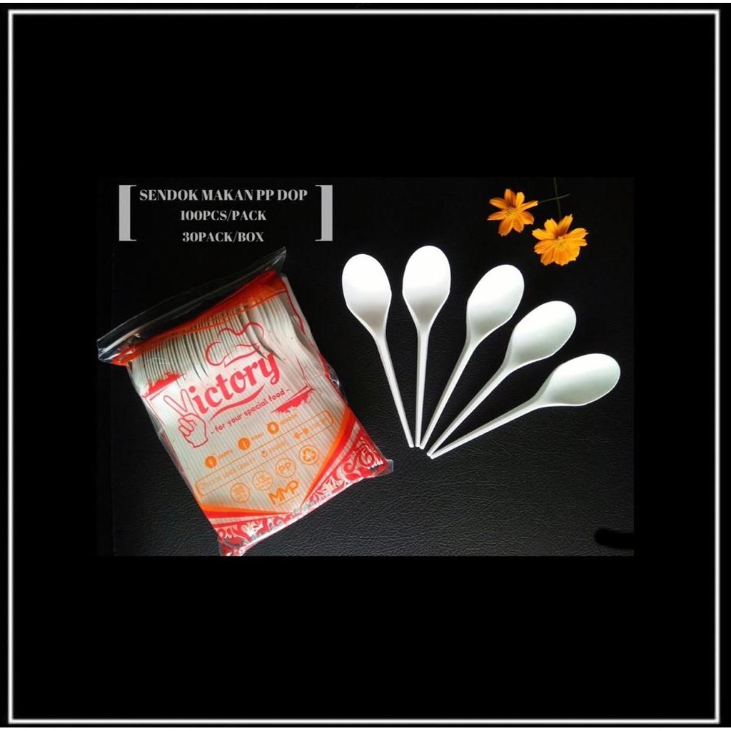 Jual Sendok makan plastik victory putih susu @100 PCS | Shopee Indonesia