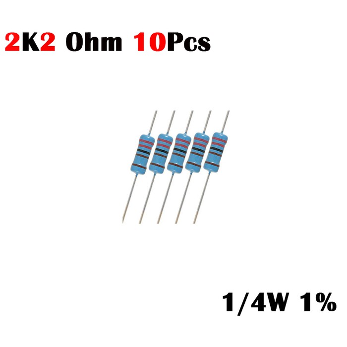 Jual Resistor 2K2 Ohm 2K2 R 2K2 Ohm 1/4W 1% Metal film 10x 10 pcs | Shopee Indonesia