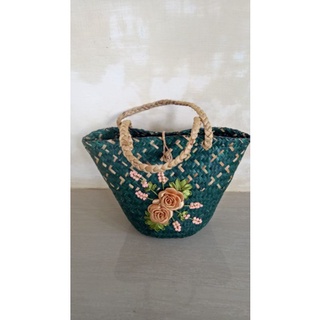 Jual Hand Bag Bunga Sulam (Tas Anyaman Purun Bunga Sulam Wanita ...