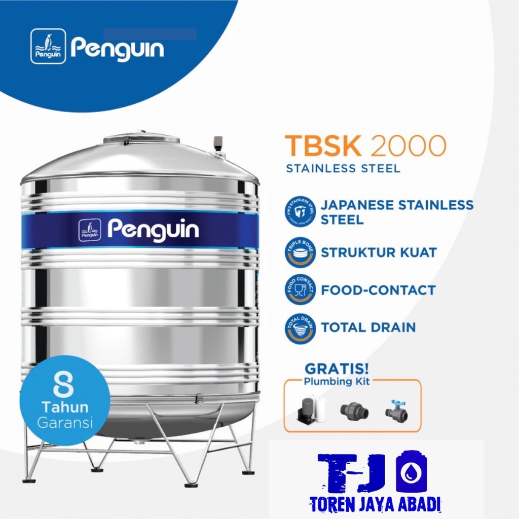Jual Tandon / Toren / Tangki Air Stainless Penguin TBSK 2000 - 2.000 ...