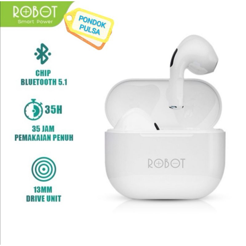 Jual Headset Bluetooth ROBOT T50 Airbuds TWS Waterproof IPX4 | Shopee ...