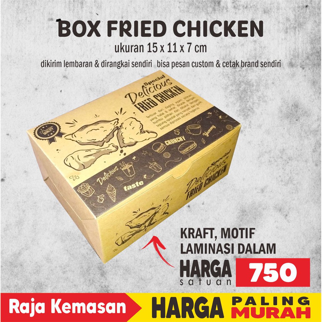 Jual BOX KFC KRAFT MOTIF LAMINASI 15x11x7cm | Shopee Indonesia