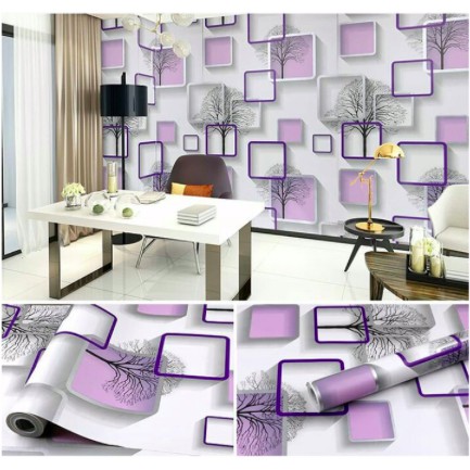 Jual Wallpaper Dinding Motif 3D KOTAK UNGU ukuran 45 cm x 10 m | Shopee Indonesia