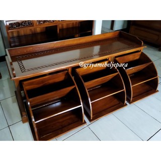 Jual rak sepatu duduk kayu jati jepara | Shopee Indonesia