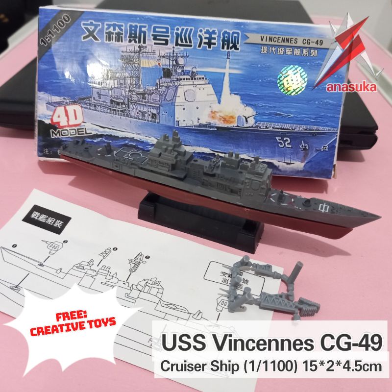 Jual Miniatur Kapal Perang USS Vincennes CG-9 Model Kit Rakitan Puzzle ...