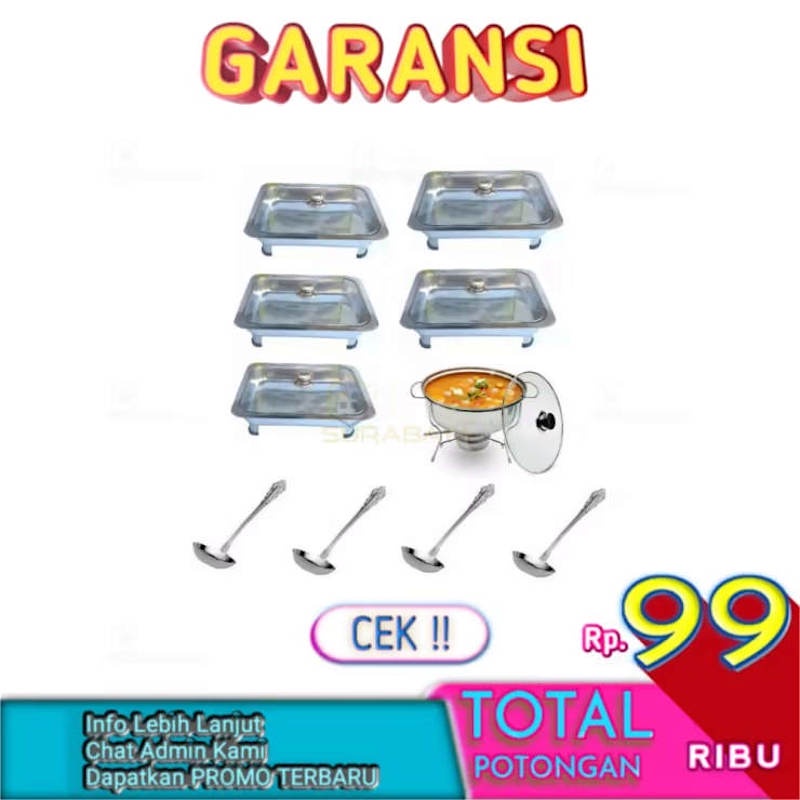 Jual Prasmanan Set Full Kaca 5 + 1 Kotak Bulat Bonus Sendok Sayur Dan ...