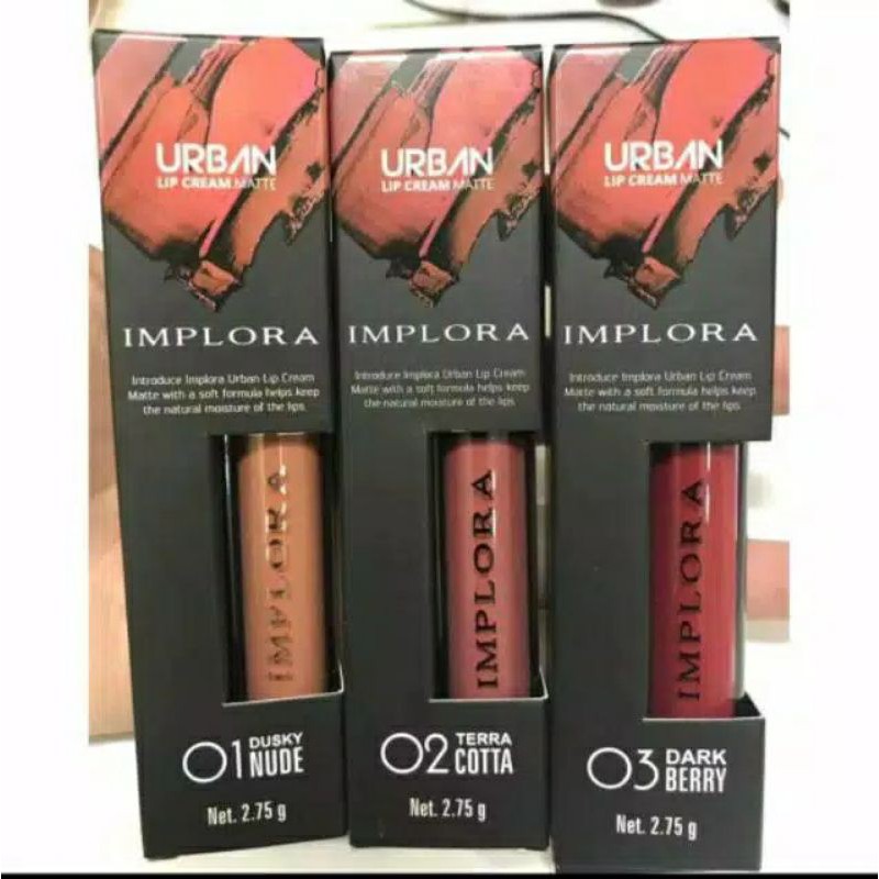 Jual (Warna lengkap) Implora Urban Lipmatte cream lip matte implora ...