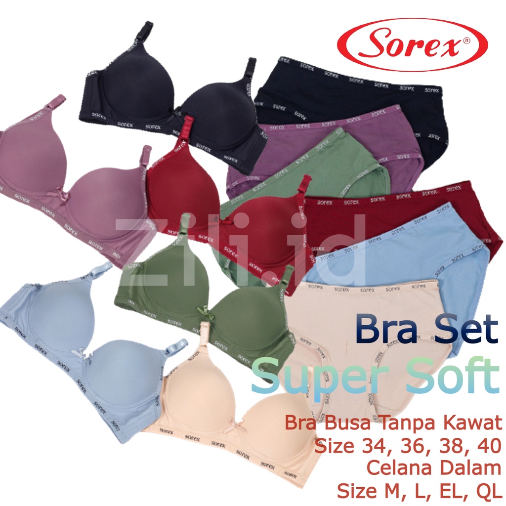 Jual SOREX Bra Set Super Soft Tanpa Kawat ( BRA + CD ) | Shopee Indonesia