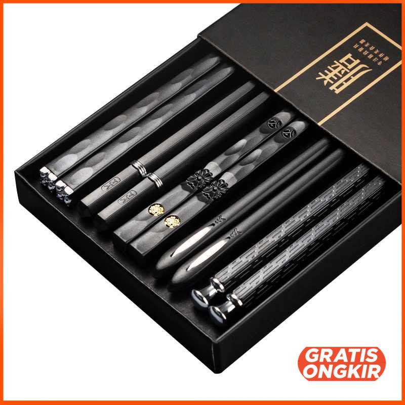 Jual Alat Makan Sumpit Japanese Style Reusable Metal 5 Pasang - 01BPP ...