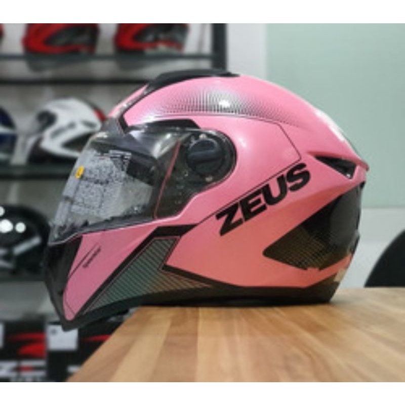 Jual Zeus 811 Pink AL Black Free Dark Visor | Shopee Indonesia