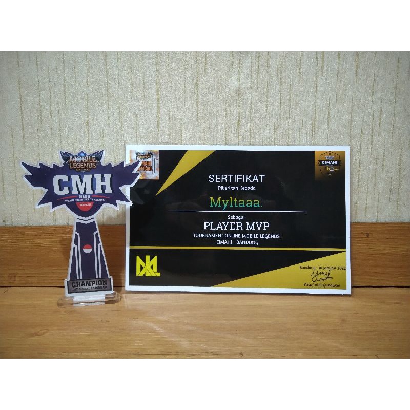 Jual PIALA / TROPHY AKRILIK MPL 3MM + SERTIFIKAT MOBILE LEGENDS 1 PAKET ...