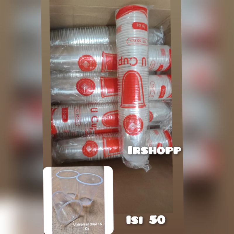 Jual Gelas Cup 16 Oz universal Oval 7 Gram isi 50 cup/Gelas U / gelas cup plastic PP | Shopee ...