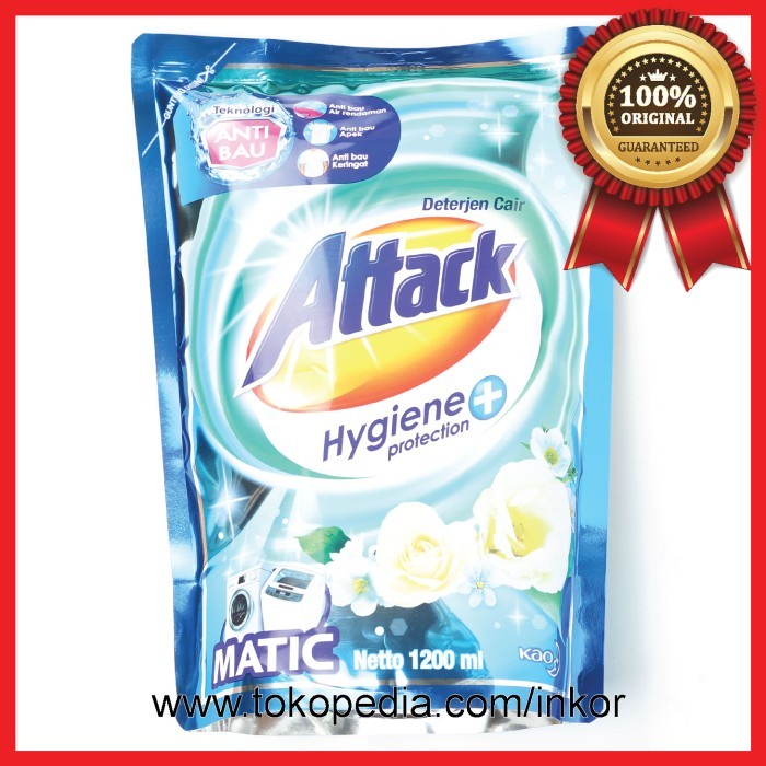 Jual ATTACK DETERJEN CAIR HYGIENE PROTECTION MATIC ANTI BAU POUCH 1200ML | Shopee Indonesia