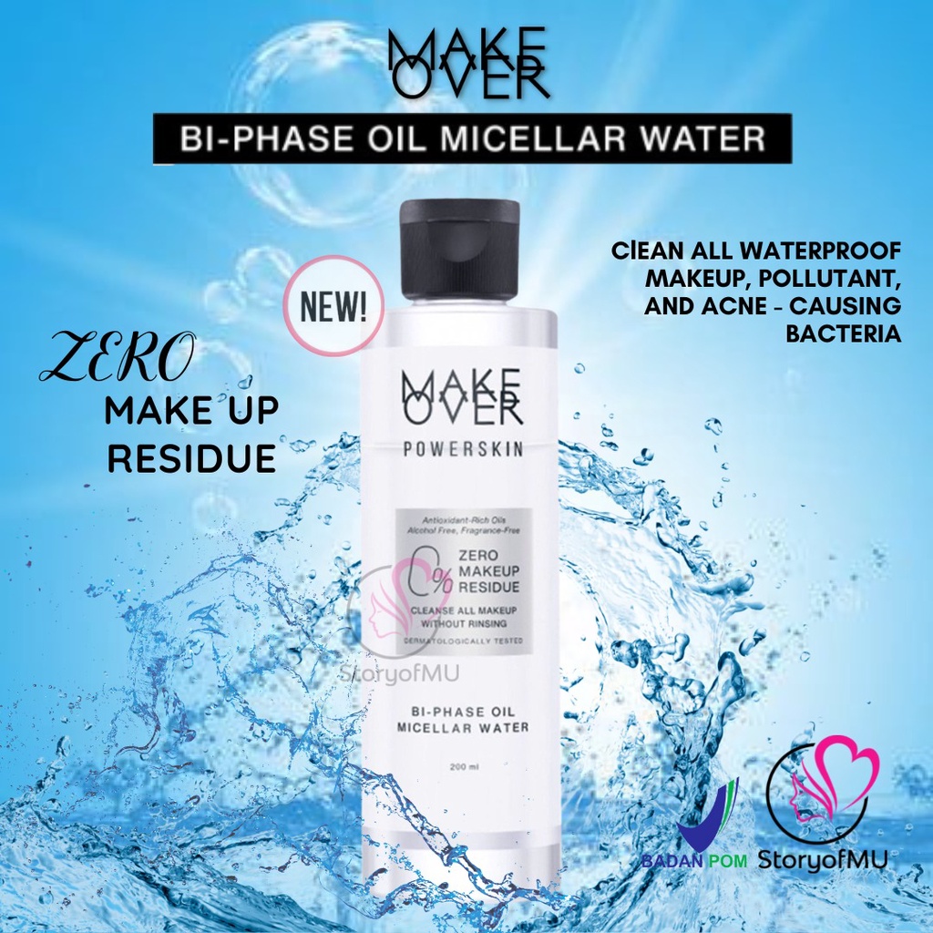 Jual MAKE OVER Powerskin Bi-Phase Oil Micellar Water 200 ml - MakeOver ...