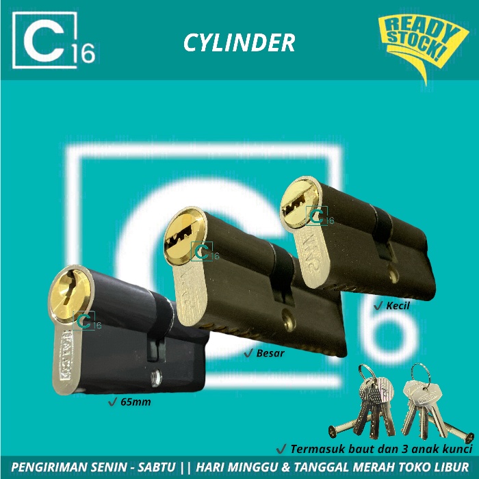 Jual Silinder Kunci Pintu Kecil Besar Aluminium / Kunci Pintu Silinder ...