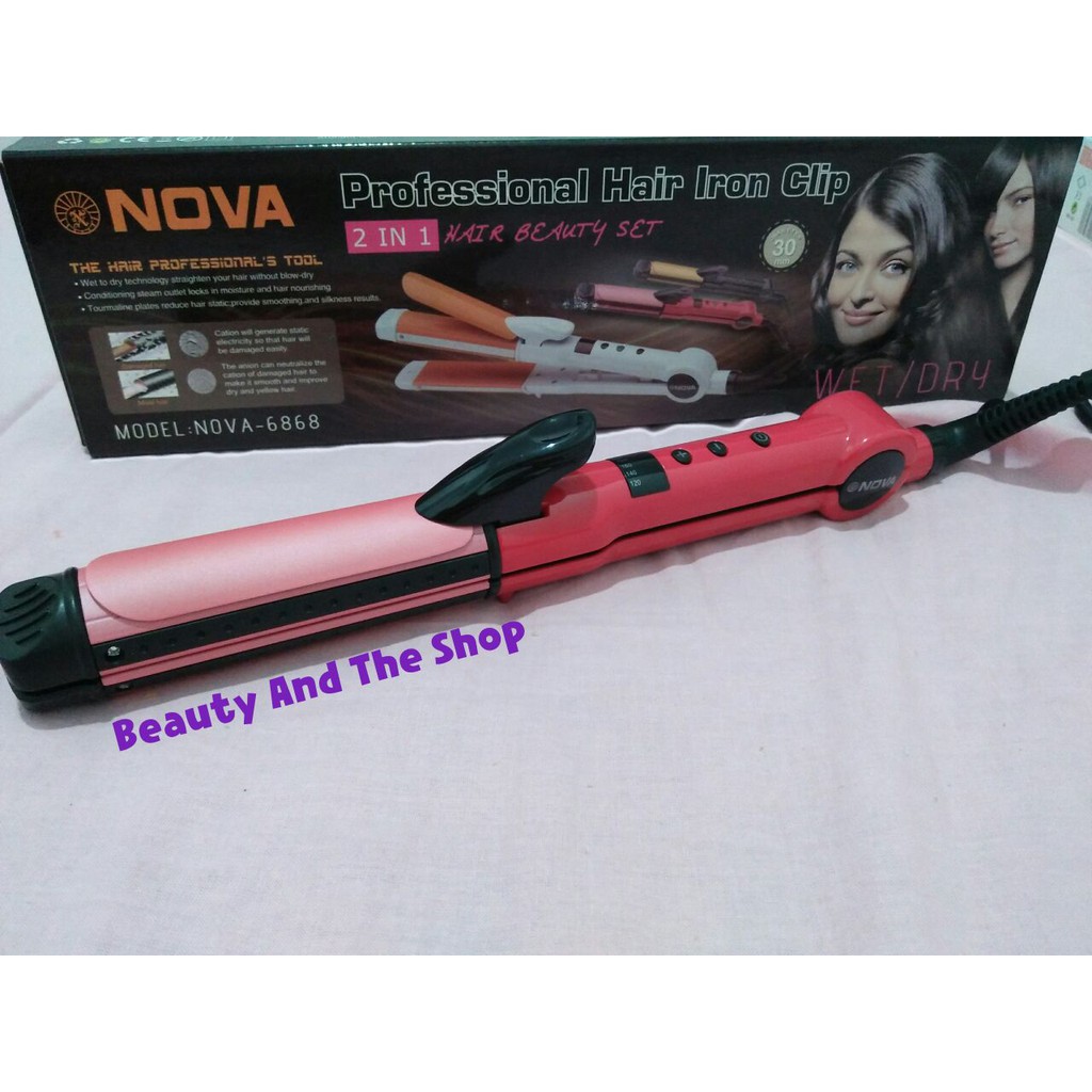 Jual Catok 2in1 nova professional hair iron clip pengeriting rambut dan ...