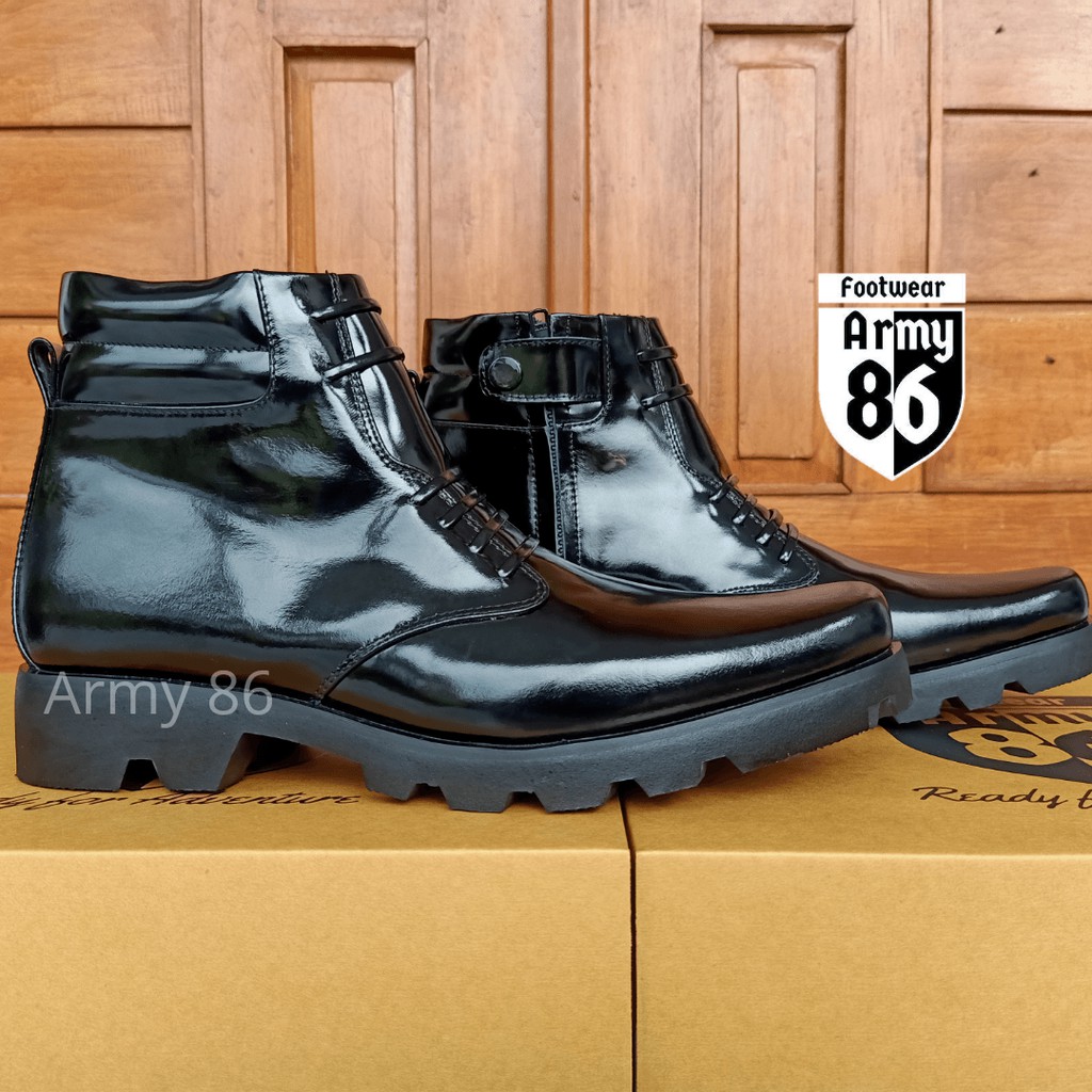 Jual Sepatu PDH Navy Kilap Boot Pria TNI Polri Security Brimob AL AU Kulit Sapi Asli Original ...