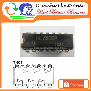 Jual IC 74LS06 atau 7406 HEX INVERTER with OPEN-COLLECTOR HIGH VOLTAGE ...