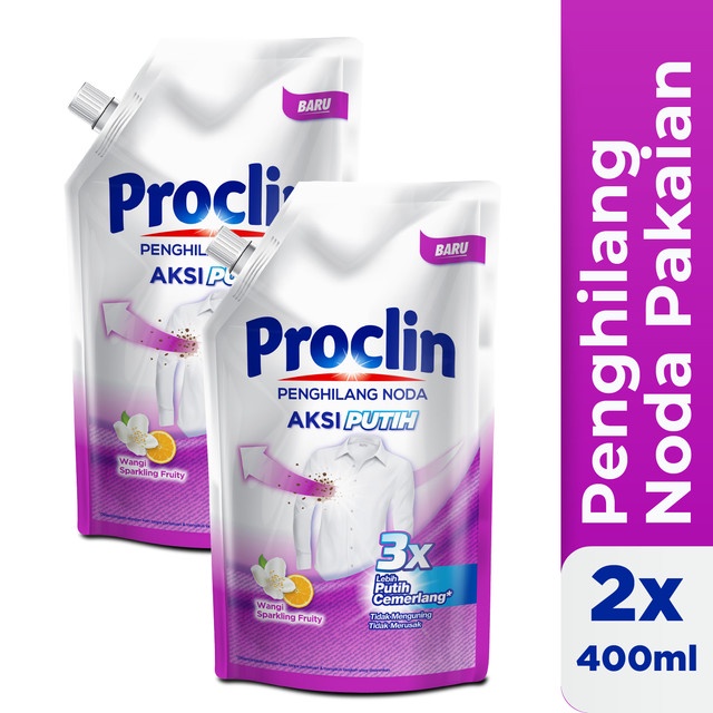 Jual Proclin Aksi Putih Pouch 400 ml x2 - Penghilang Noda Pakaian ...