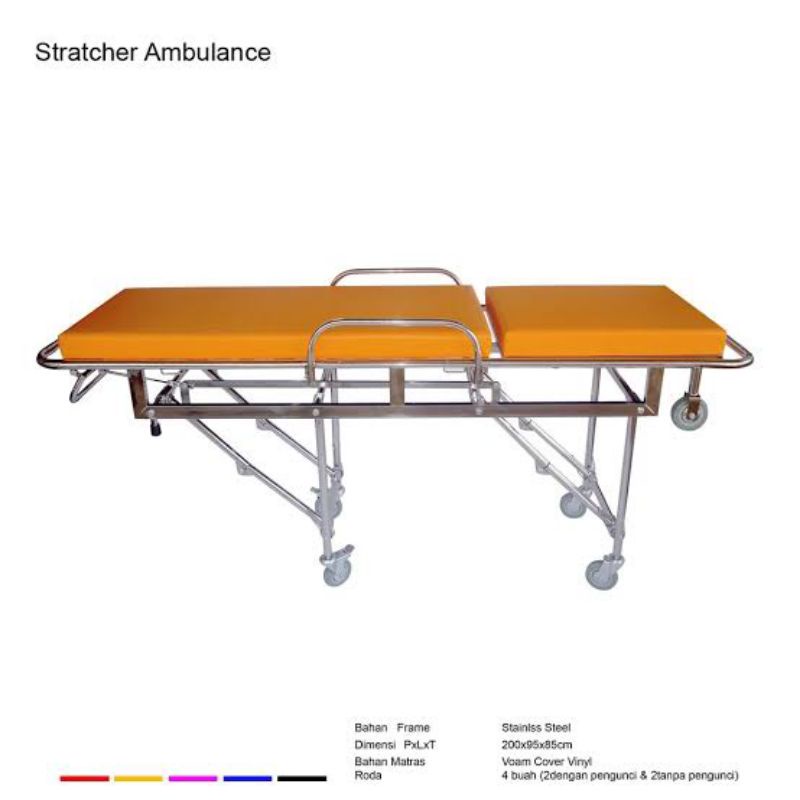 Jual Stretcher Ambulance Stainless Steel/Brangkar Dorong Ambulance ...