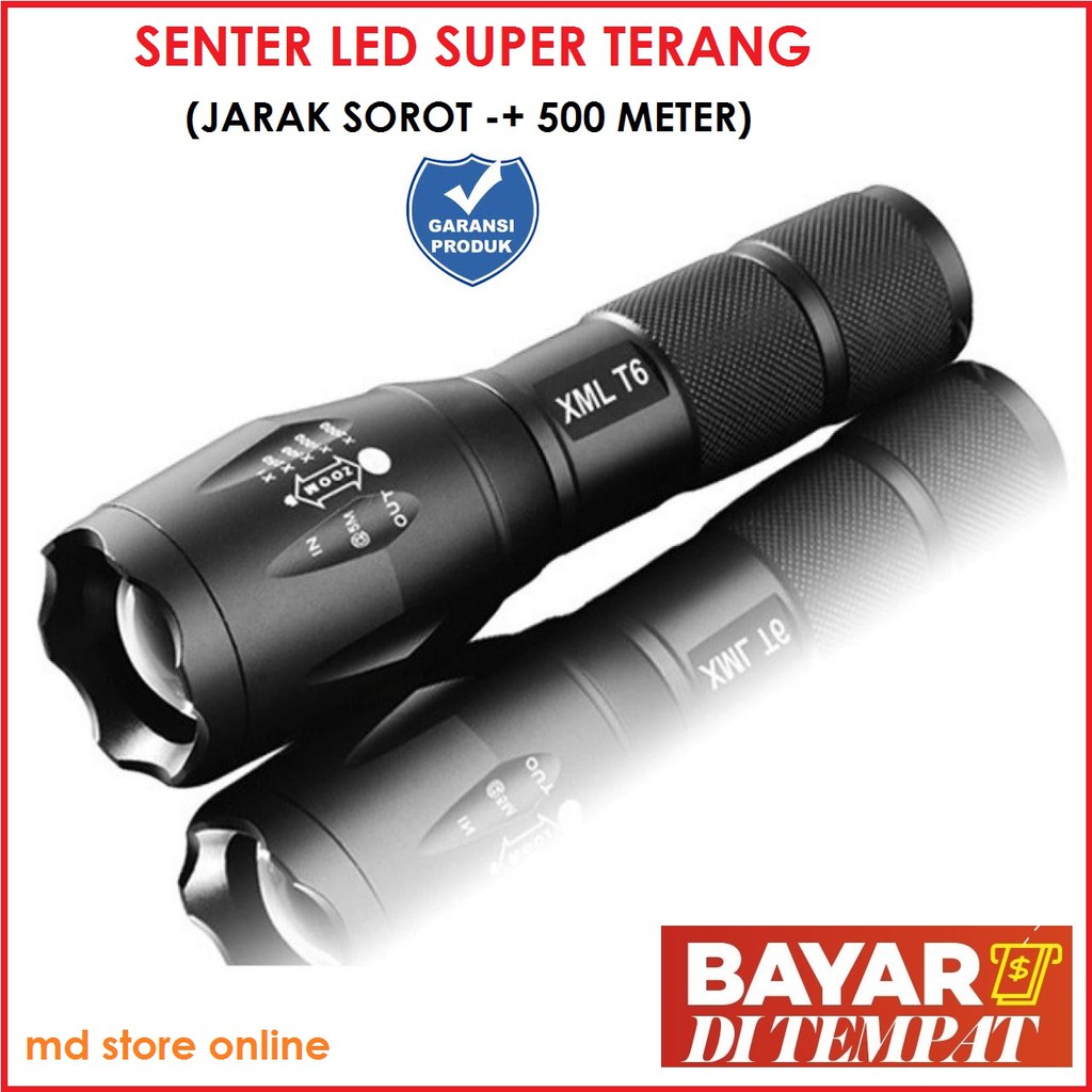 SENTER LED SWAT POLICE SUPER TERANG Cree XM-L T6 2000 Lumens - E17 ...