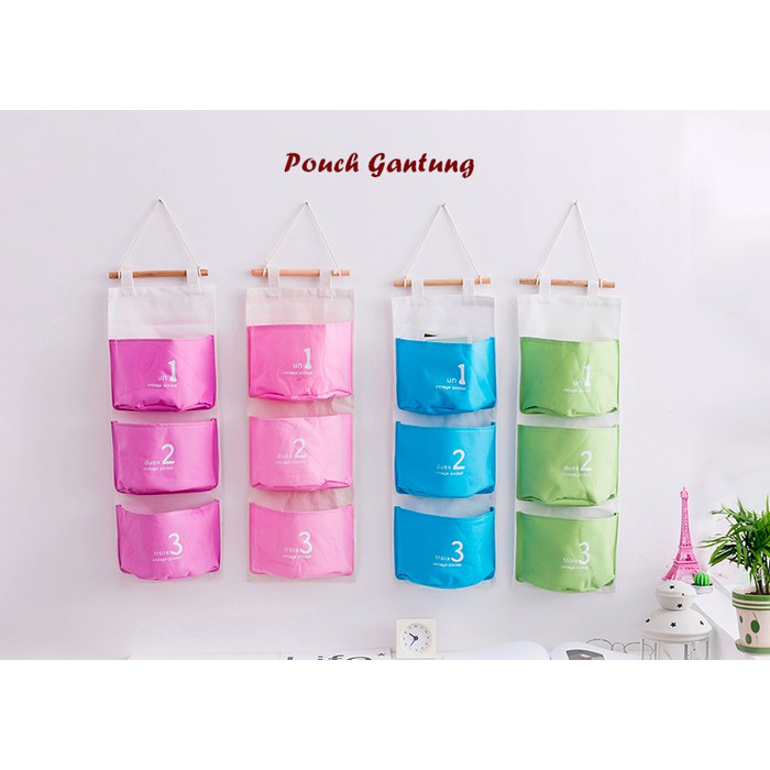 Jual Pouch Gantung (Dilengkapi tali dan kayu) Pouch unik dan serbaguna ...