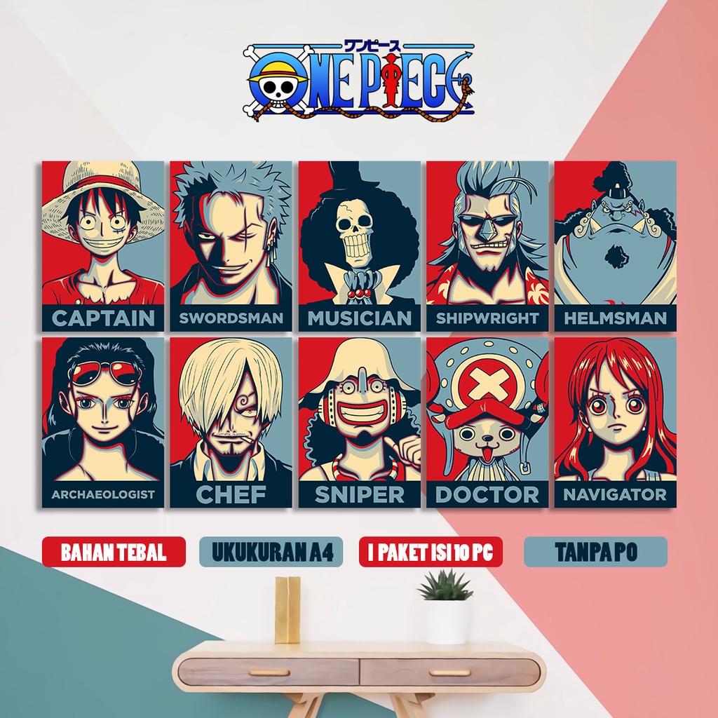 Jual Poster One Piece Status Character Mugiwara Kru | 1 PAKET ISI 10 ...