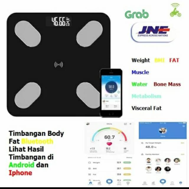 Jual Timbangan badan digital connect Bluetooth android Indonesia|Shopee ...
