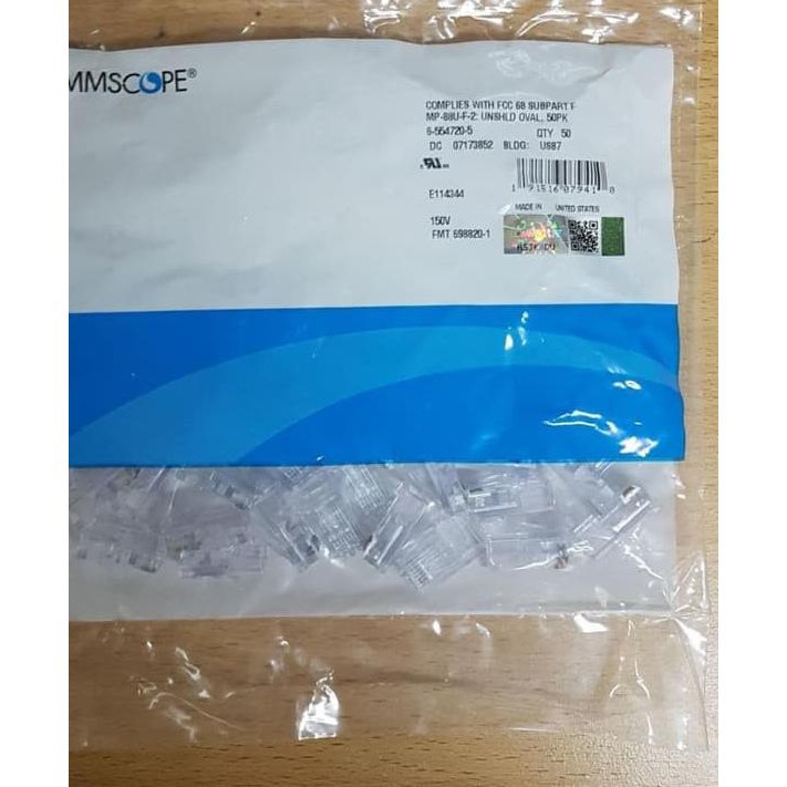 Jual Konektor AMP Original RJ45 Cat5E isi 50pcs (1Pack) Connector ORI ...