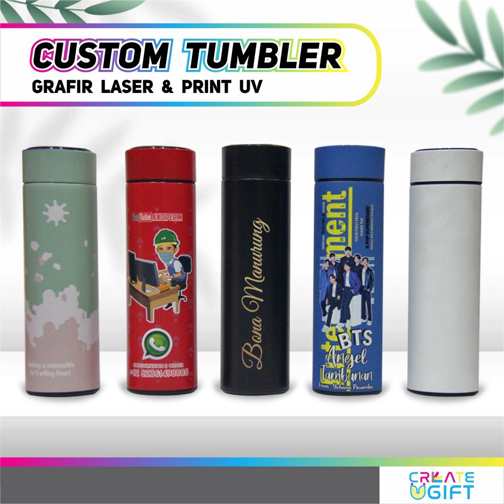 Tumbler LED Custom Grafir / UV || Botol Termos dengan nama / desain ...