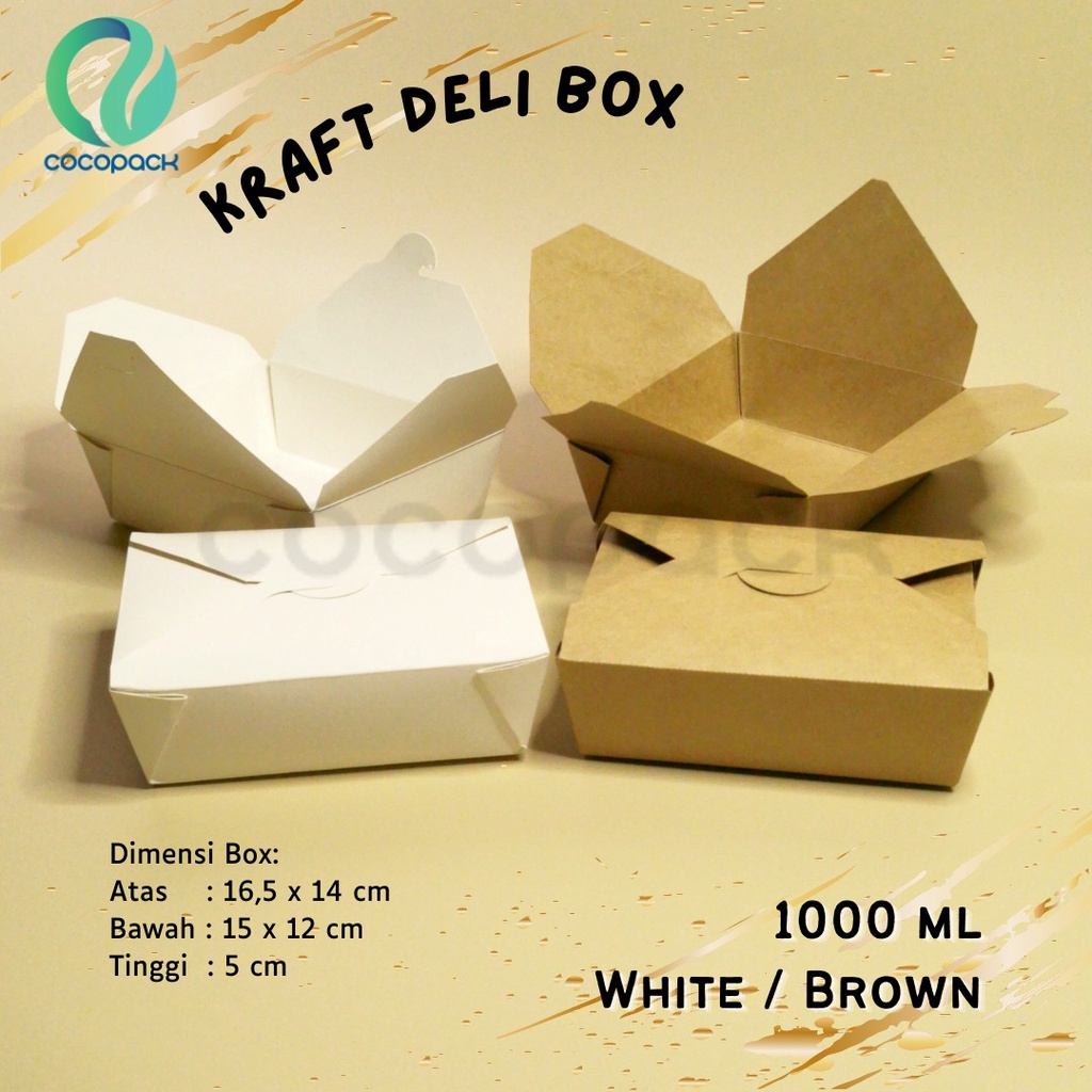 Jual Kraft Paper Deli Lunch Box 1000ml (10 PCS) | Shopee Indonesia